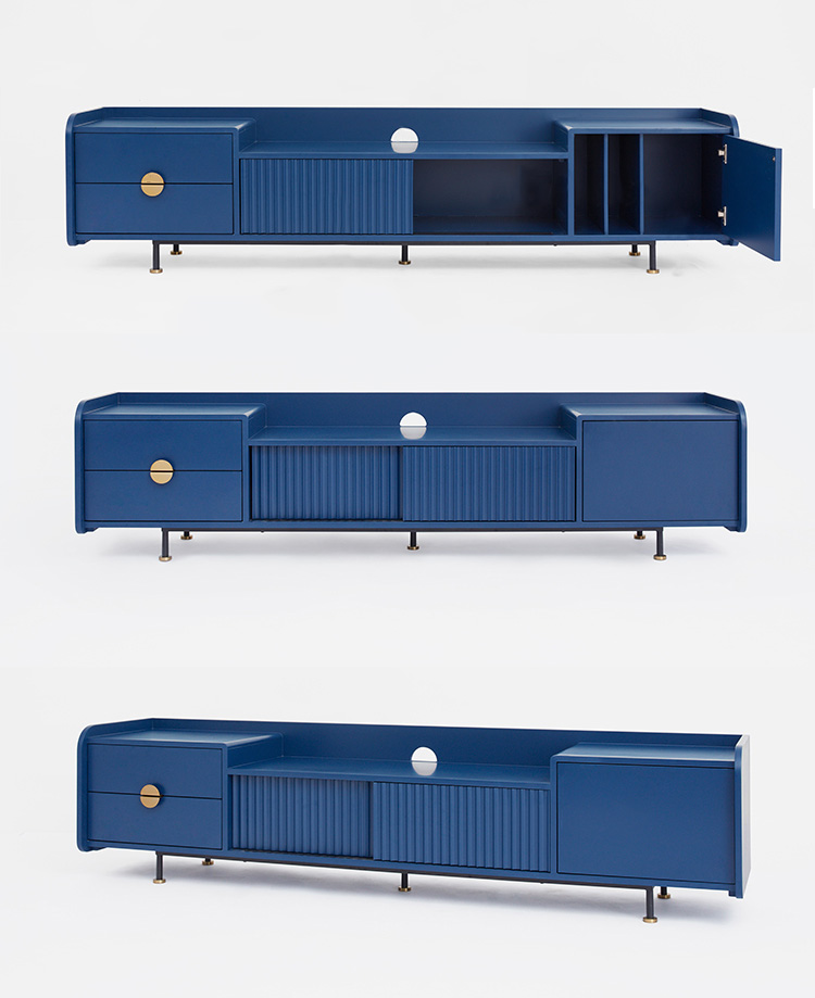 Scandinavian Full Moon TV Cupboard Unit Navy Blue | Media Cabinet ...