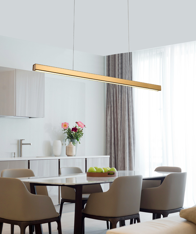 Mu Metal LED Pendant Lamp | Linear 1.5M 60W | Brass Gold 4000K - MF ...