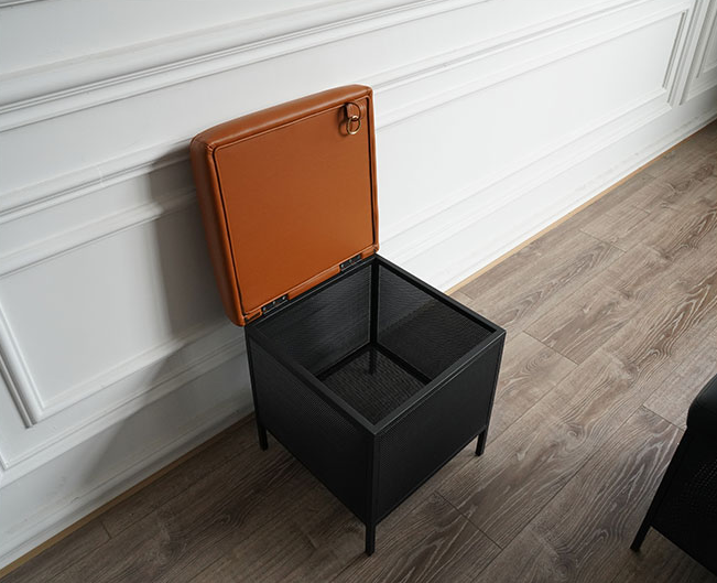 Danish Corridor Bench With Storage | Metal Mesh Base | Black Base ...