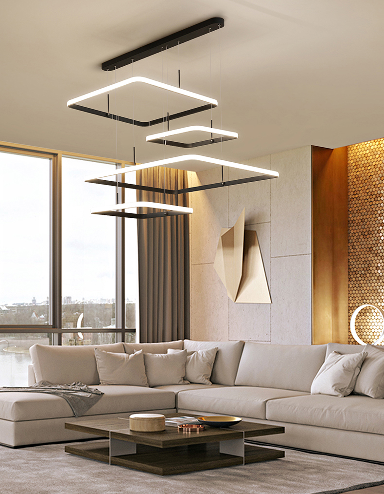 MF Lighting LED Pendant Lamp | Over Lapping Squares | Black